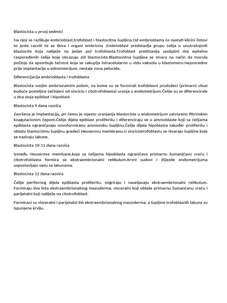 Embriologija - Sheme | PDF