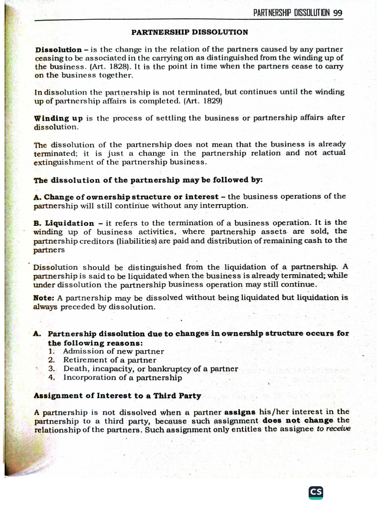 Partnership Dissolution | PDF