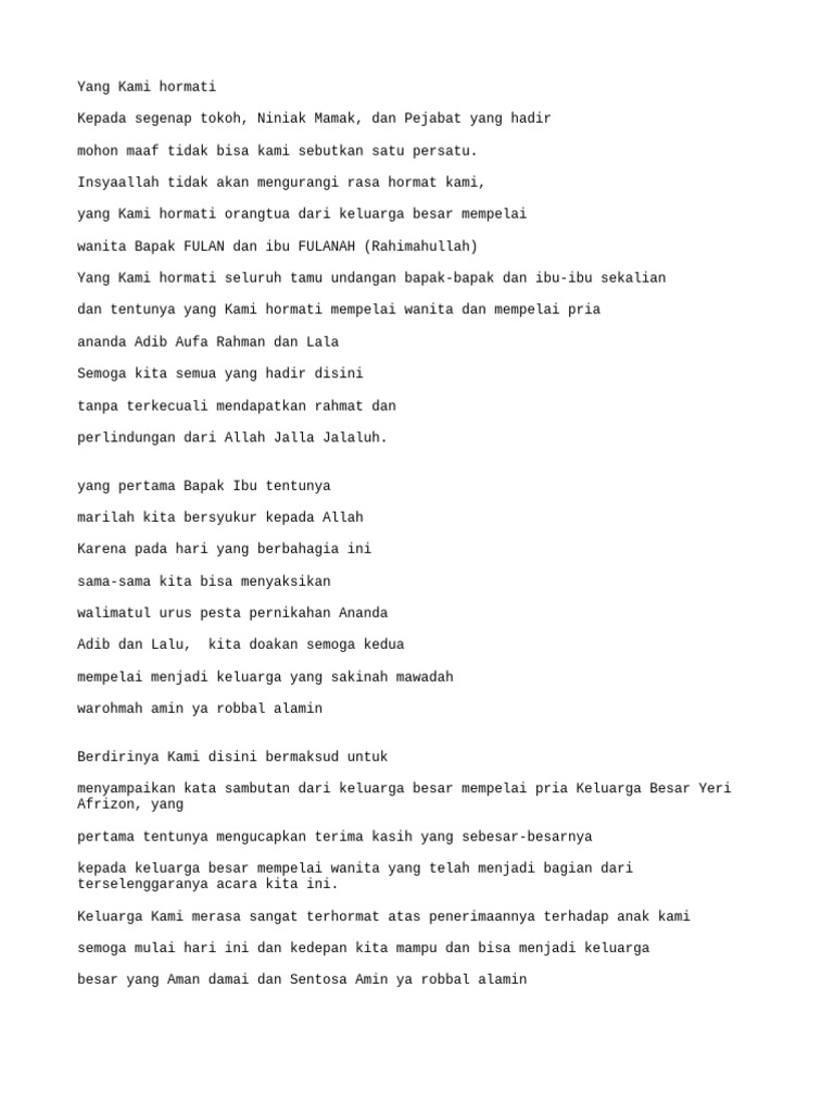 [Indonesian (auto-generated)] CONTOH KATA SAMBUTAN PERNIKAHAN ...