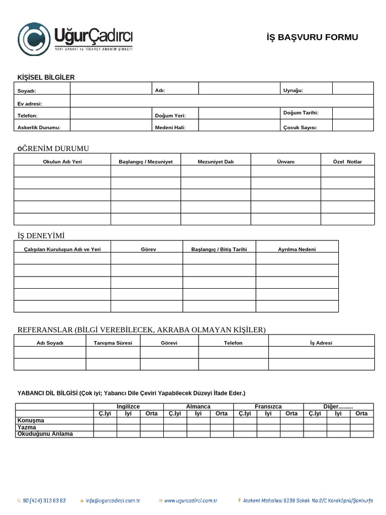 Is Basvuru Formu | PDF