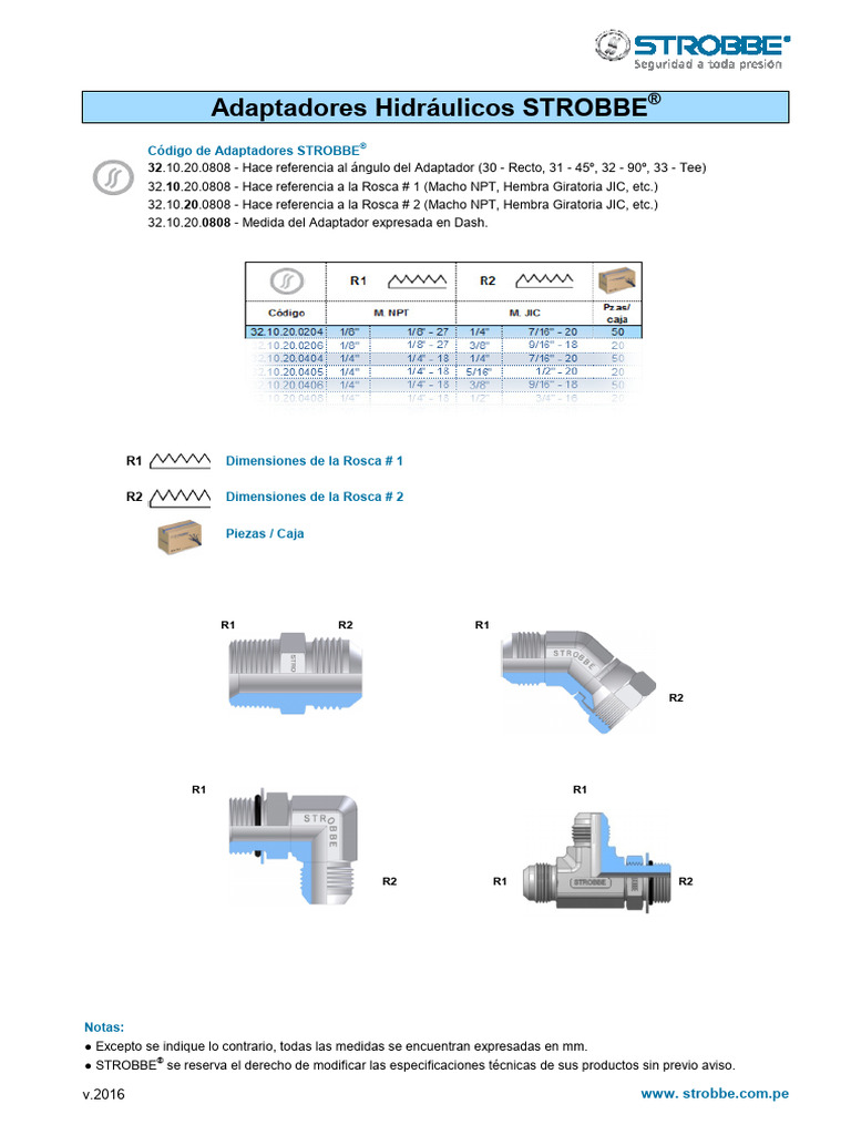 Catalogo Adaptadores Hidraulicos Strobbe | PDF | Reproducción sexual | Sexo