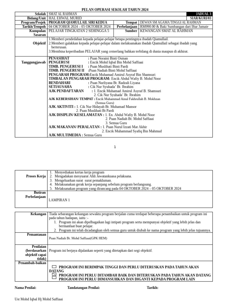 Laporan Program Amali Sembelihan 2024 | PDF