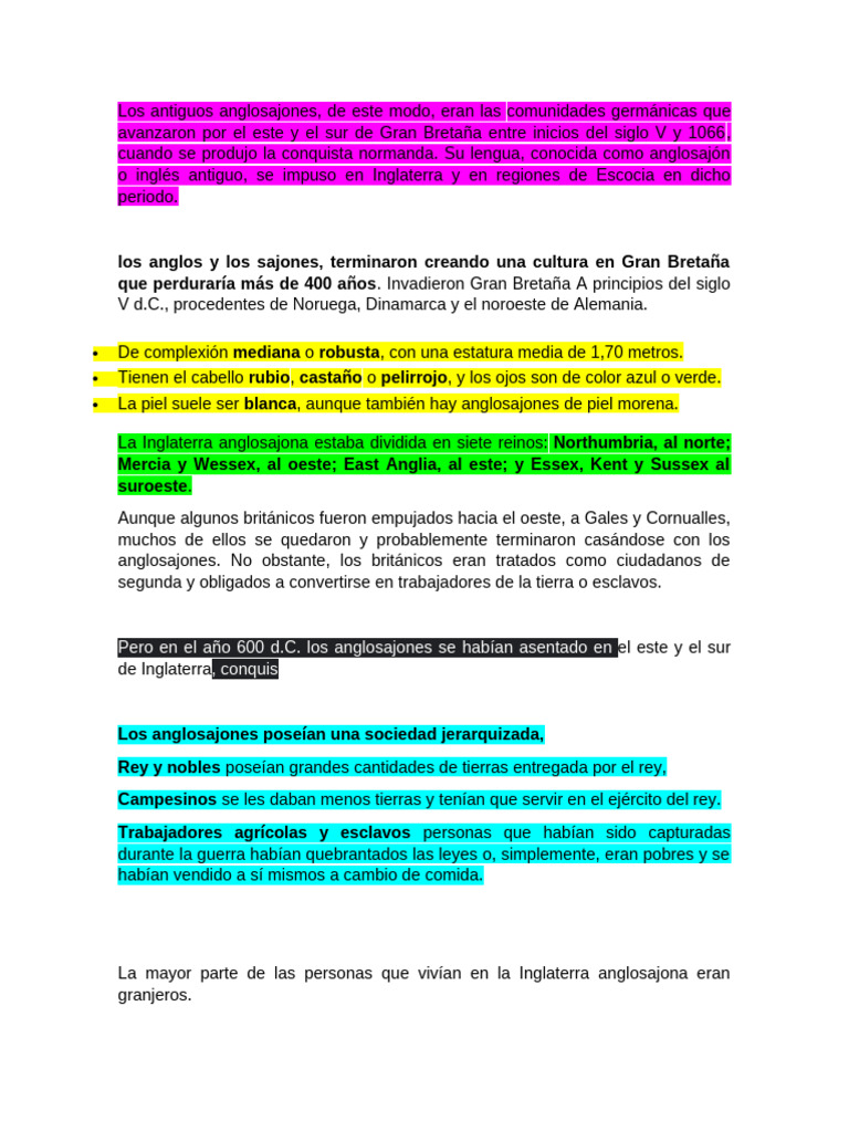 Historia y cultura de los anglosajones | PDF | Anglosajones ...