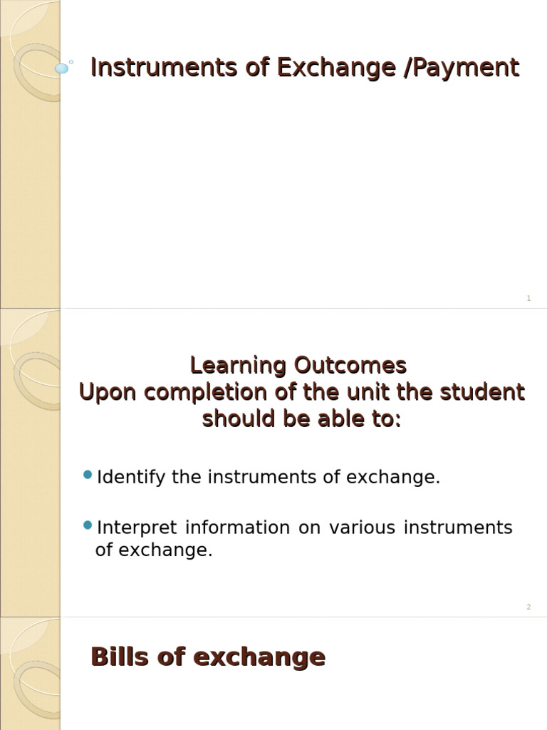 Instruments of Exchange Final | PDF | Cheque | Money Order