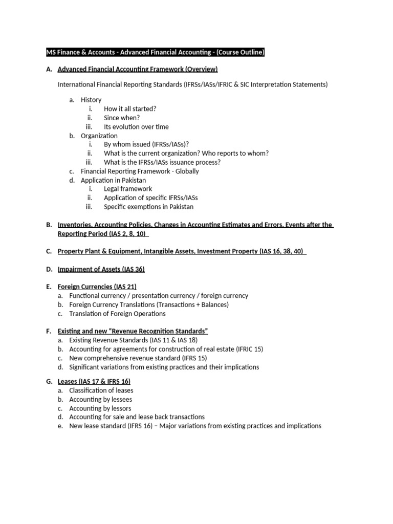 Advanced Financial Accounting Mr. Touseef Alam | PDF