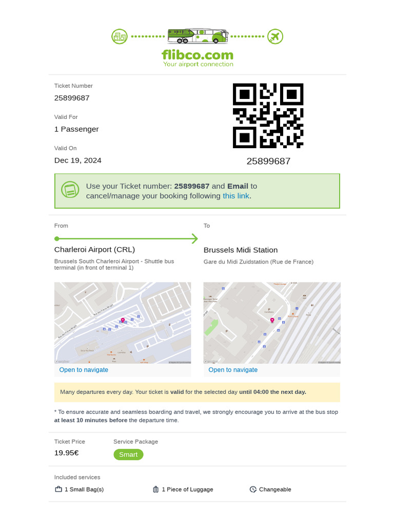 Flibco Ticket: Charleroi to Brussels Midi | PDF