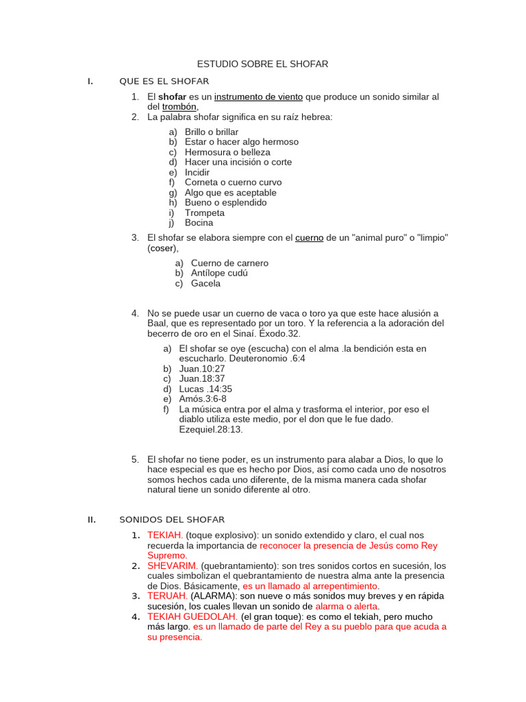 Estudio Sobre El Shofar | PDF | Contenido bíblico | Creencia religiosa y doctrina