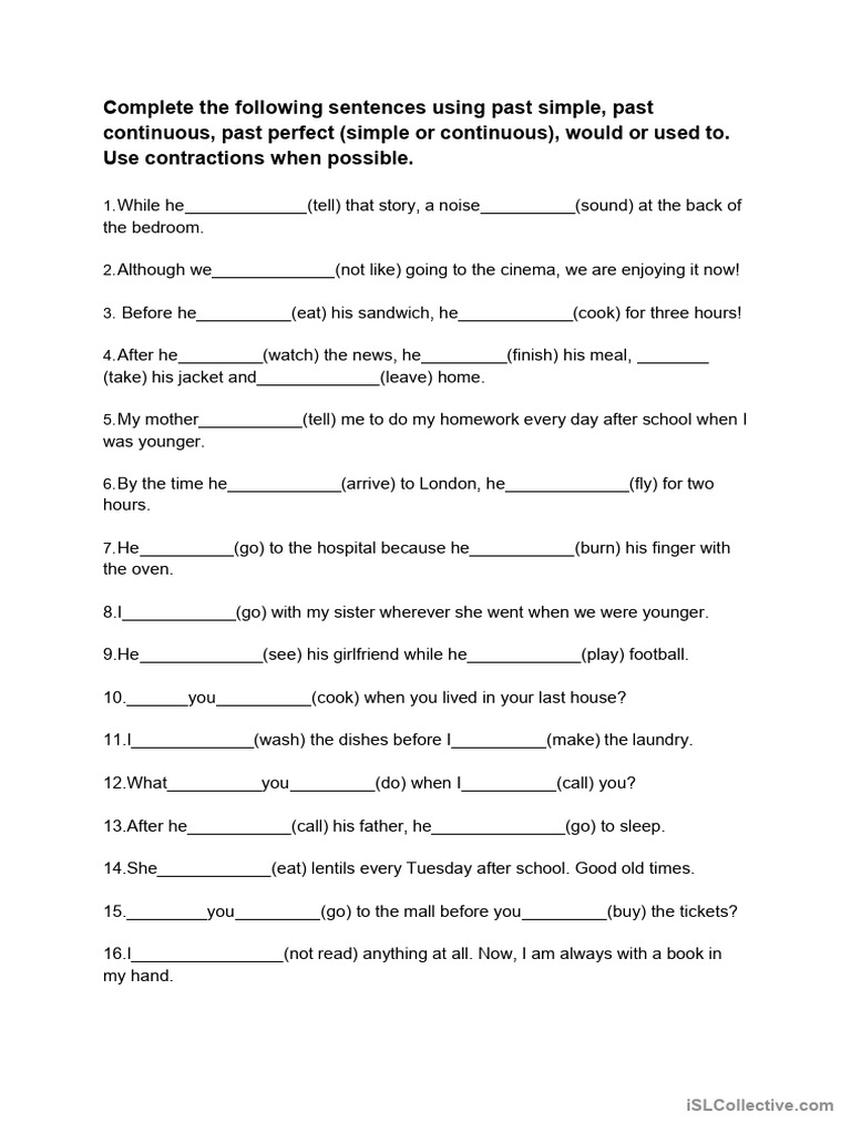 Past Tenses and Past Habits | PDF | Cuisine | Cooking