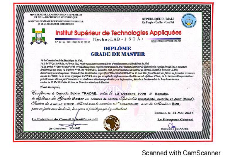 Diplôme Master 2 - Compta - Contrôle - Audit | PDF