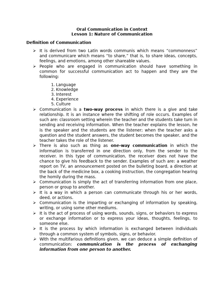 Nature of Communication Definition | PDF | Communication | Information