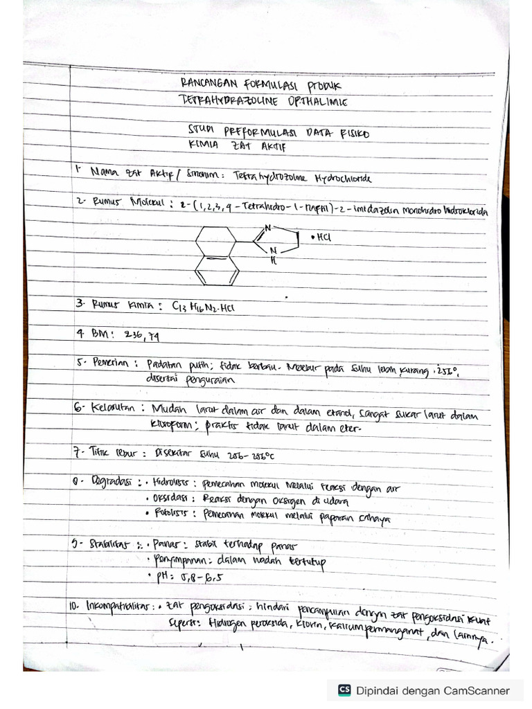 FTSS - Rancangan Tetrahydrazoline Opthalimic | PDF