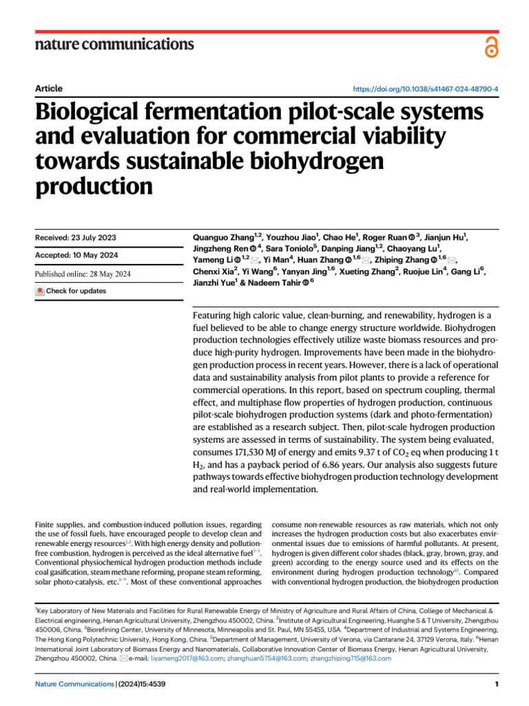 Zhang Et Al. 2024. Biological Fermentation Pilot-Scale Systems and ...