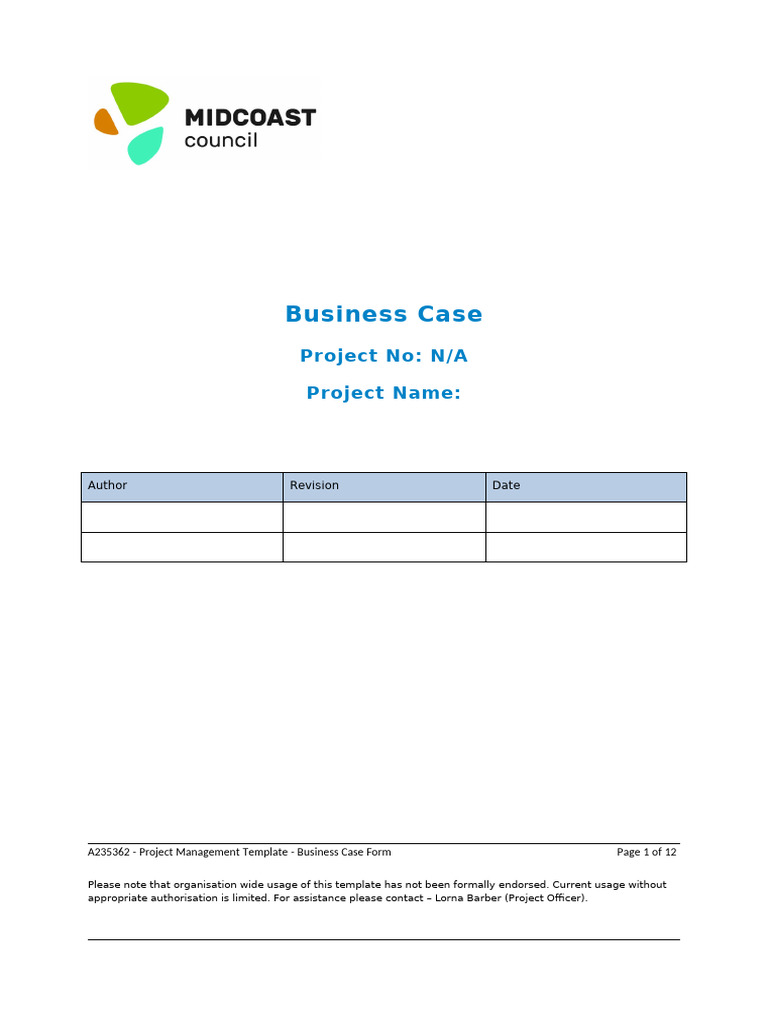 Project Management Business Case Template | PDF | Project Management | Risk