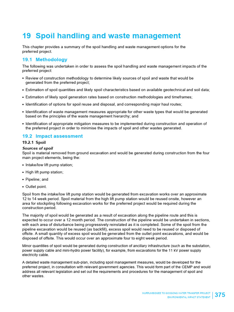 Murrumbidgee Water Transfer Waste Management | PDF | Waste Management ...