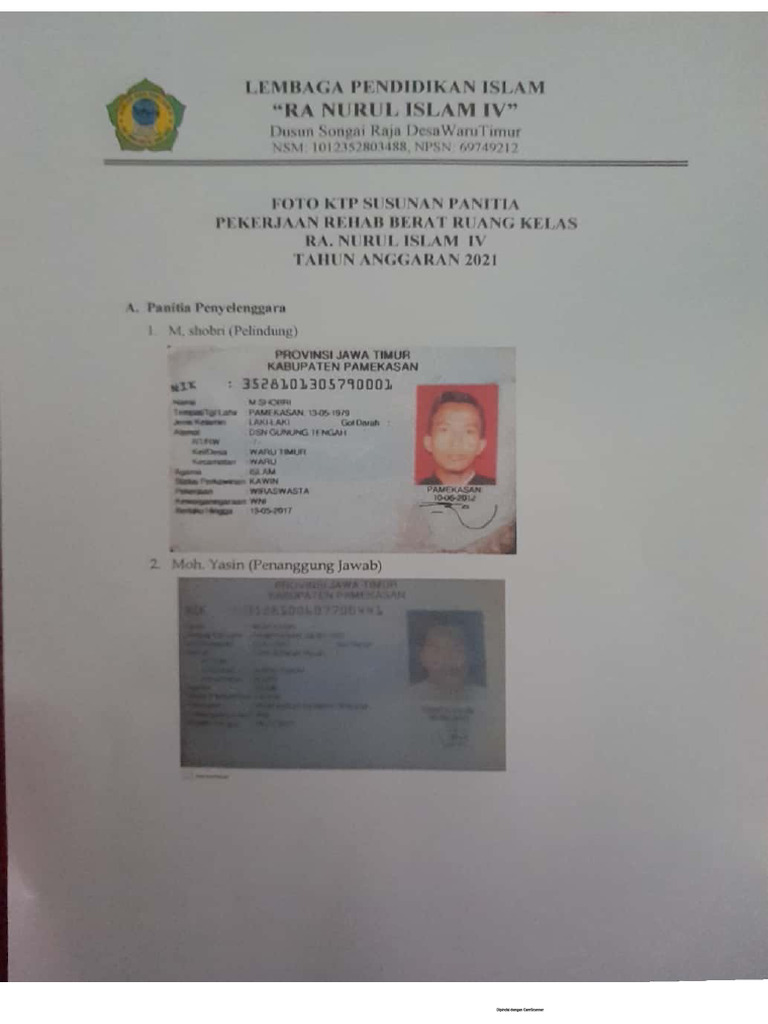 3.8 foto ktp panitia rehap | PDF