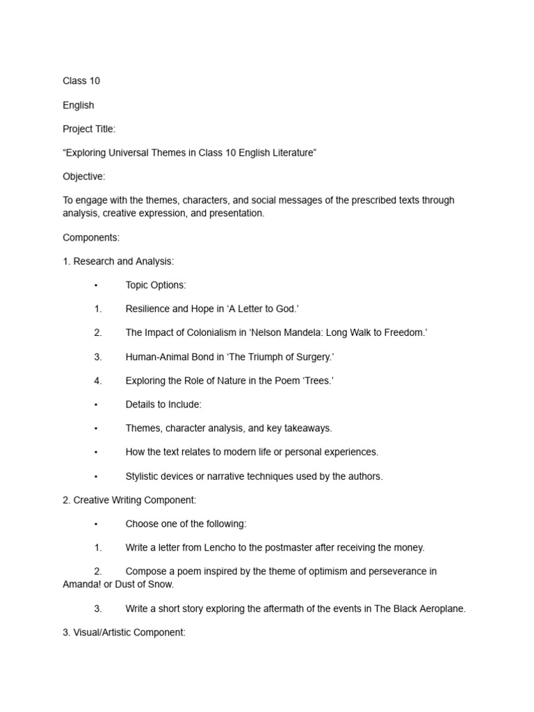 Universal Themes in Class 10 English | PDF