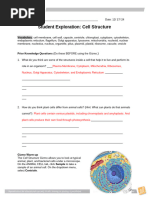 Student Exploration: Cell Structure | PDF | Cell (Biology) | Eukaryotes