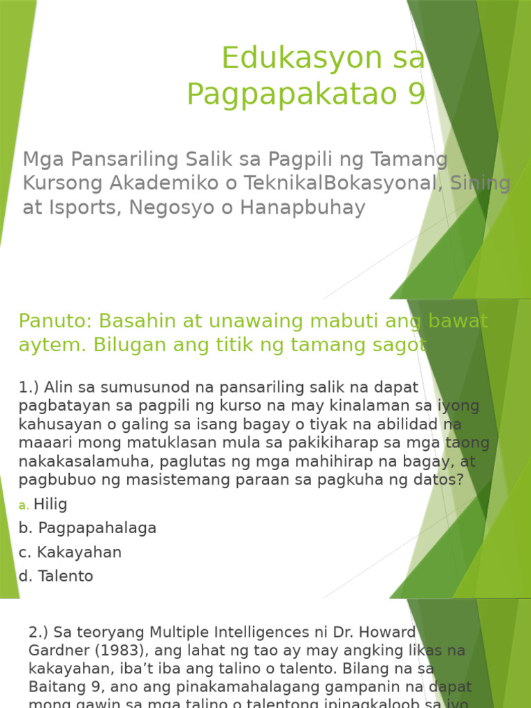 Edukasyon Sa Pagpapakatao 9 q4 1 | PDF