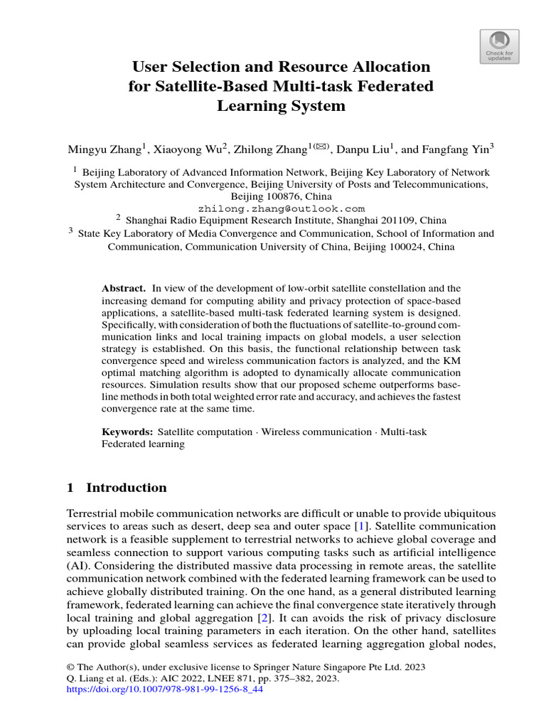 User Selection and Resource Allocation For Satellite-Based Multi-Task Federated Learning System ...