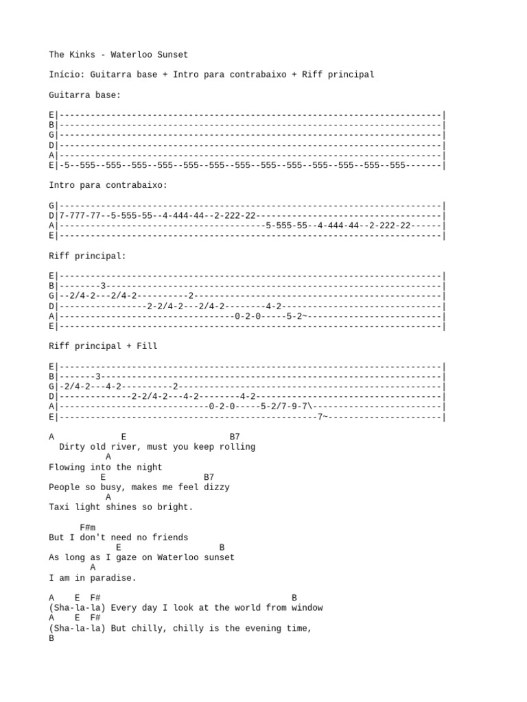 The Kinks - Waterloo Sunset | PDF | Rock Songs | Singles