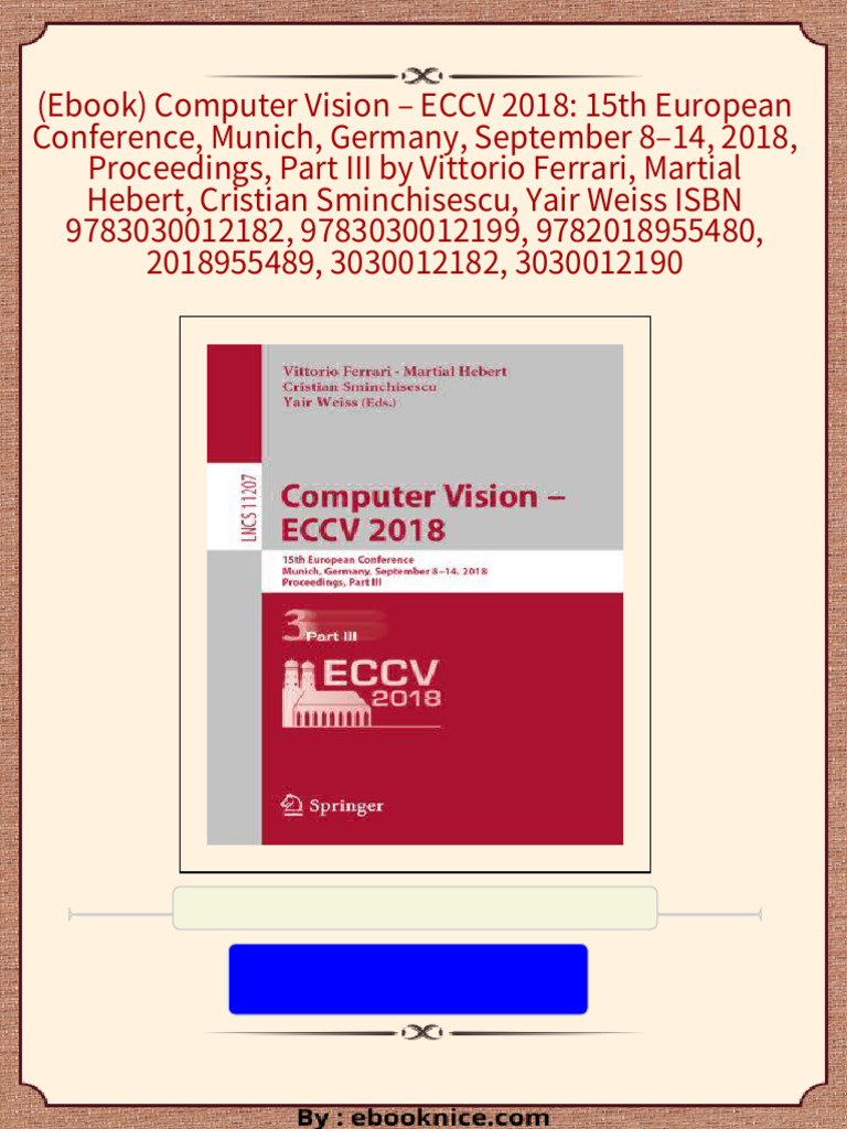 (Ebook) Computer Vision – ECCV 2018: 15th European Conference, Munich, Germany, September 8–14 ...
