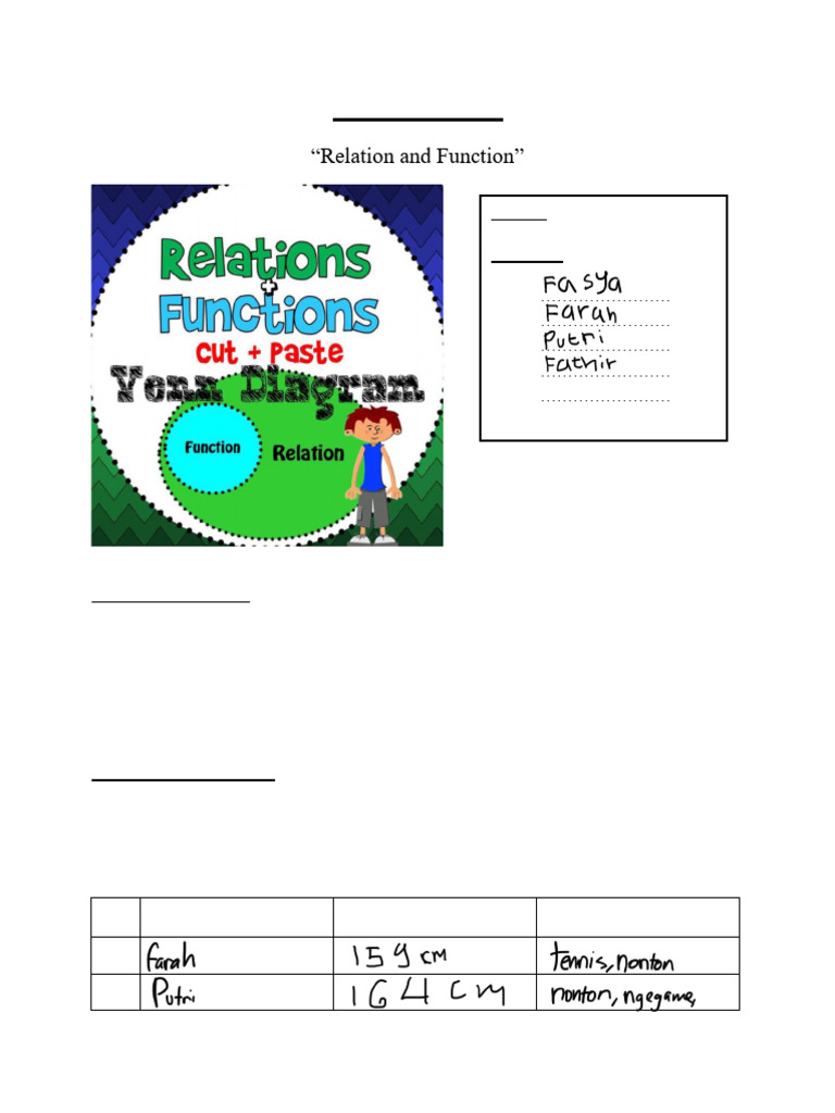 Worksheets (Relation and Function) | PDF
