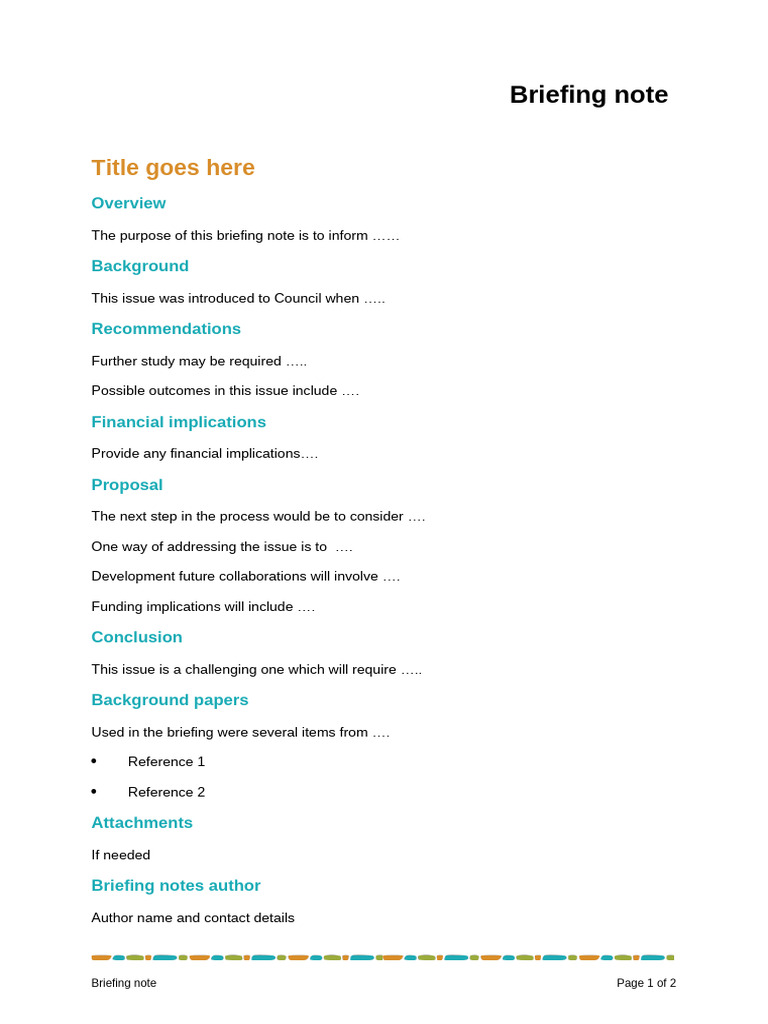 Council Briefing Notes Template | PDF