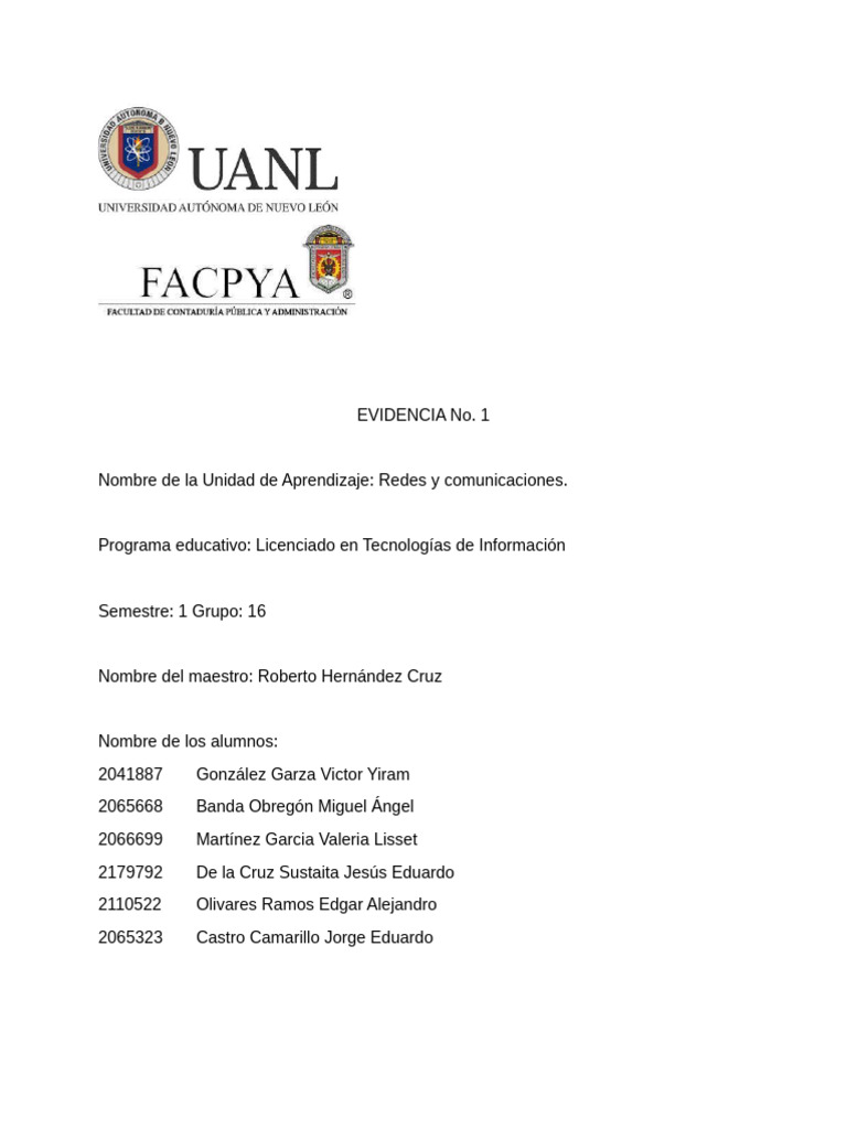 Evidencia 4 Redes y Comunicaciones | PDF | Red de computadoras ...