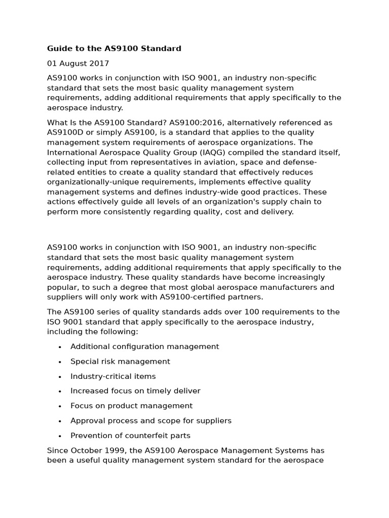 Understanding the AS9100 Standard | PDF | Audit | Iso 9000
