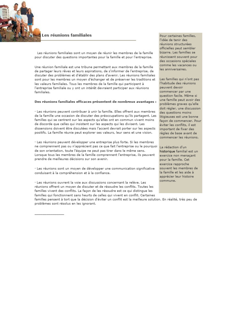 Organiser des Réunions Familiales Efficaces | PDF
