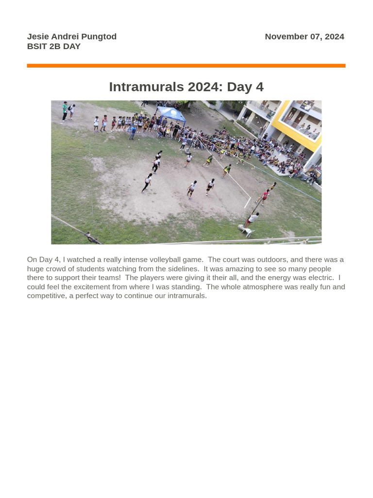 Exciting Volleyball Highlights: Intramurals Day 4 | PDF