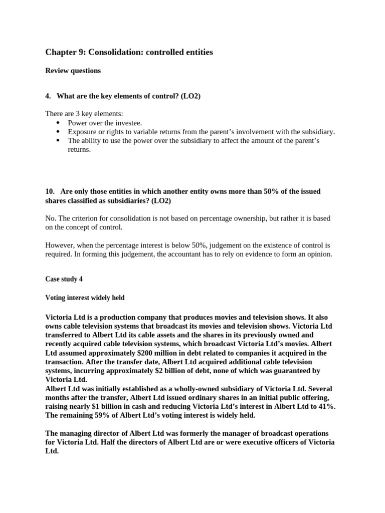 Tutorial Solution 8 - CHP 9 | PDF | Mergers And Acquisitions | Subsidiary