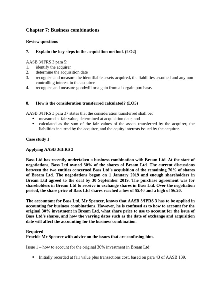 Business Combinations: Acquisition Method Guide | PDF | Fair Value ...
