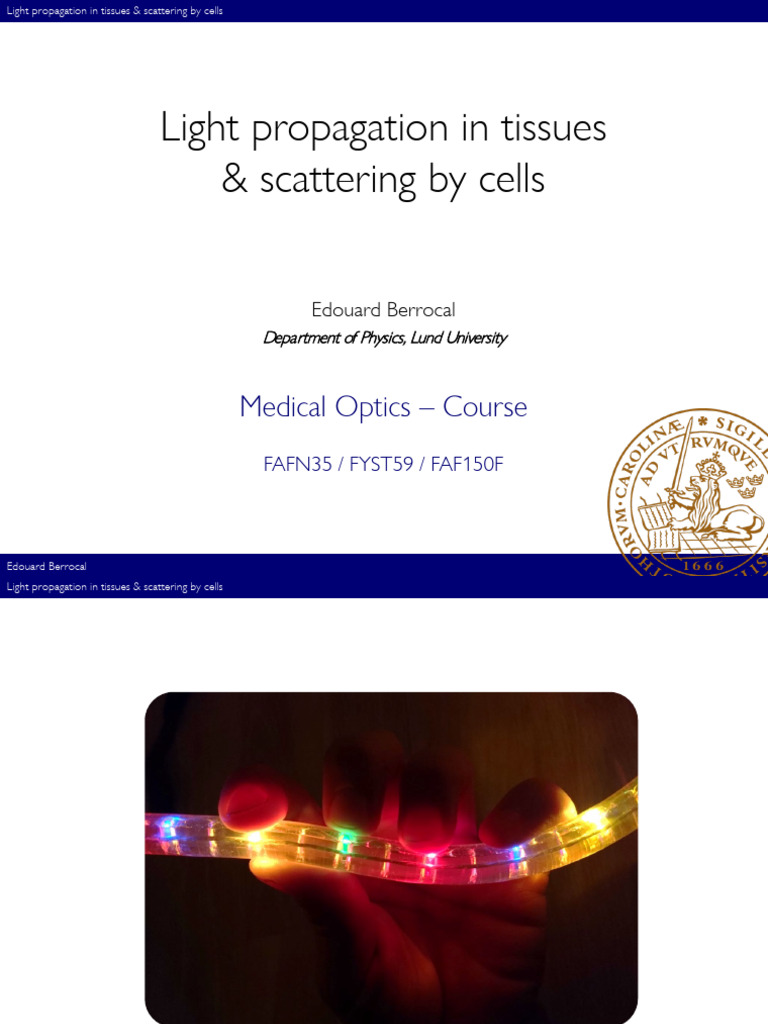 Light Scattering in Human Tissues | PDF | Cross Section (Physics ...