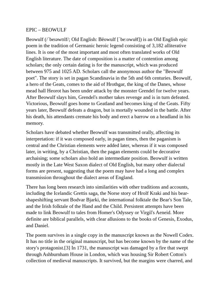 English9_EPIC-BEOWULF | PDF | Beowulf | English Folklore