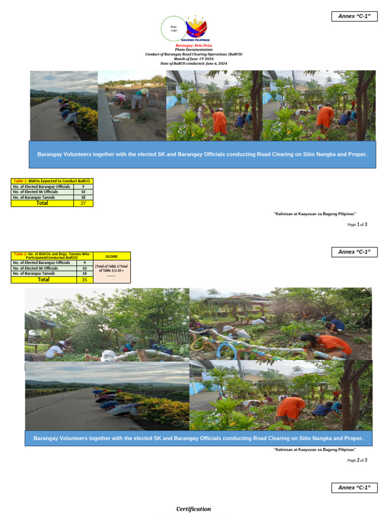 Annex C-1 - Photo Documentation - Barangay BaRCO Monthly Monitoring ...