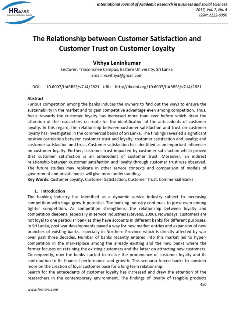 The Relationship Between Customer Satisfaction and Customer Trust On Customer Loyalty | PDF ...