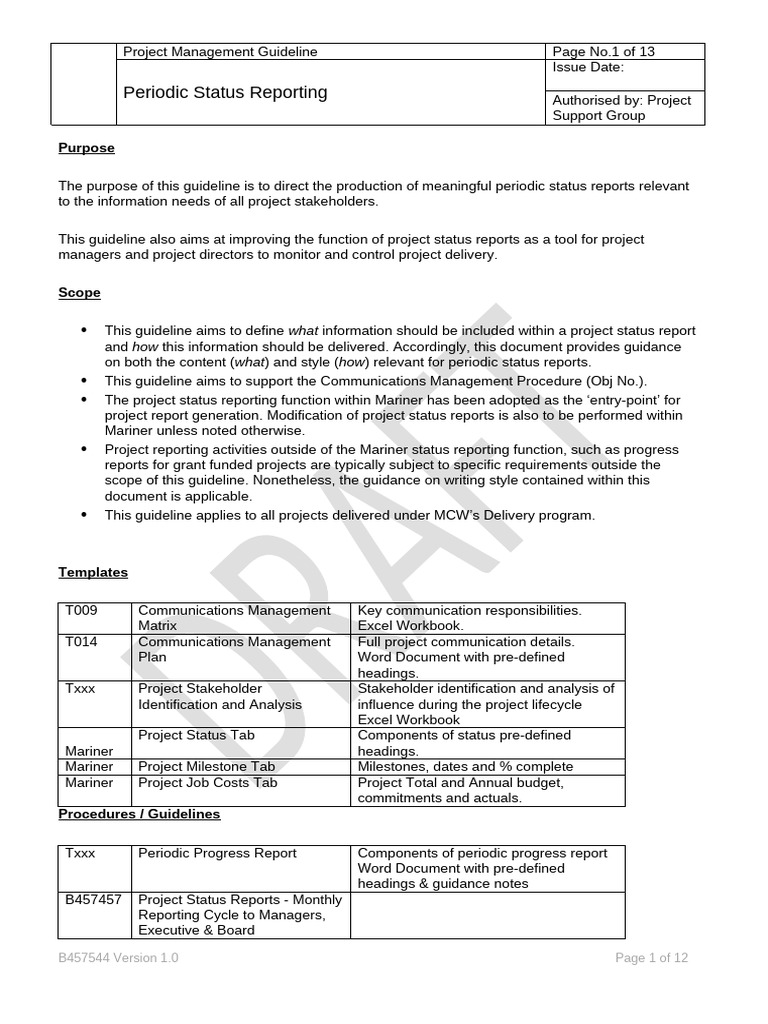 Project Management Guideline - Periodic Status Reporting | PDF | Risk ...