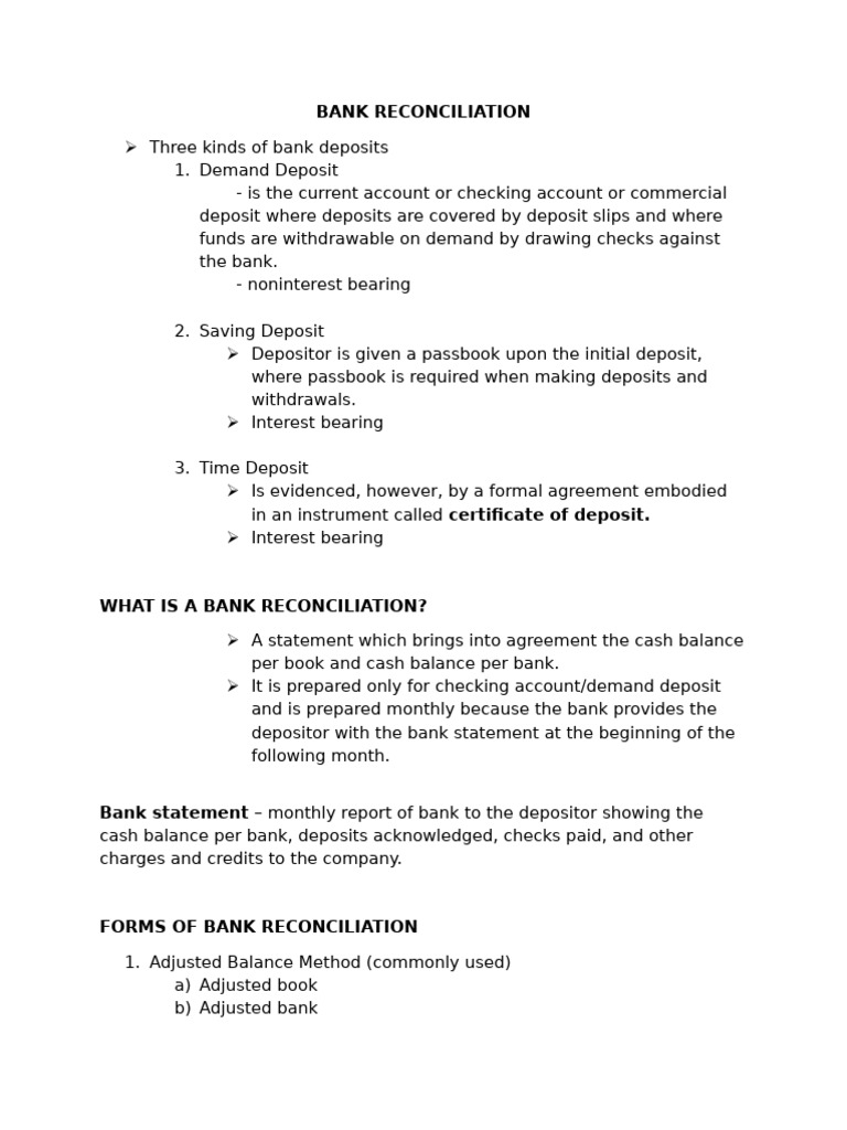 Bank Reconciliation Guide | PDF | Banks | Deposit Account