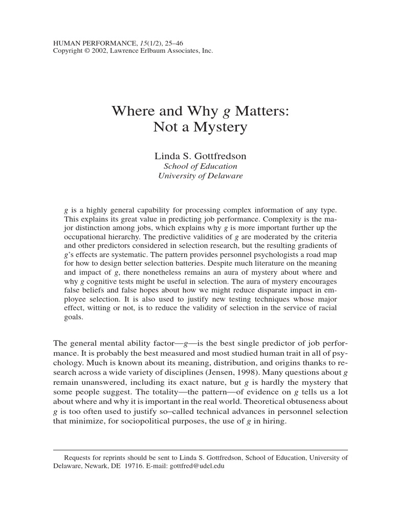 Where and Why G Matters-Not A Mistery | PDF | Intelligence Quotient ...