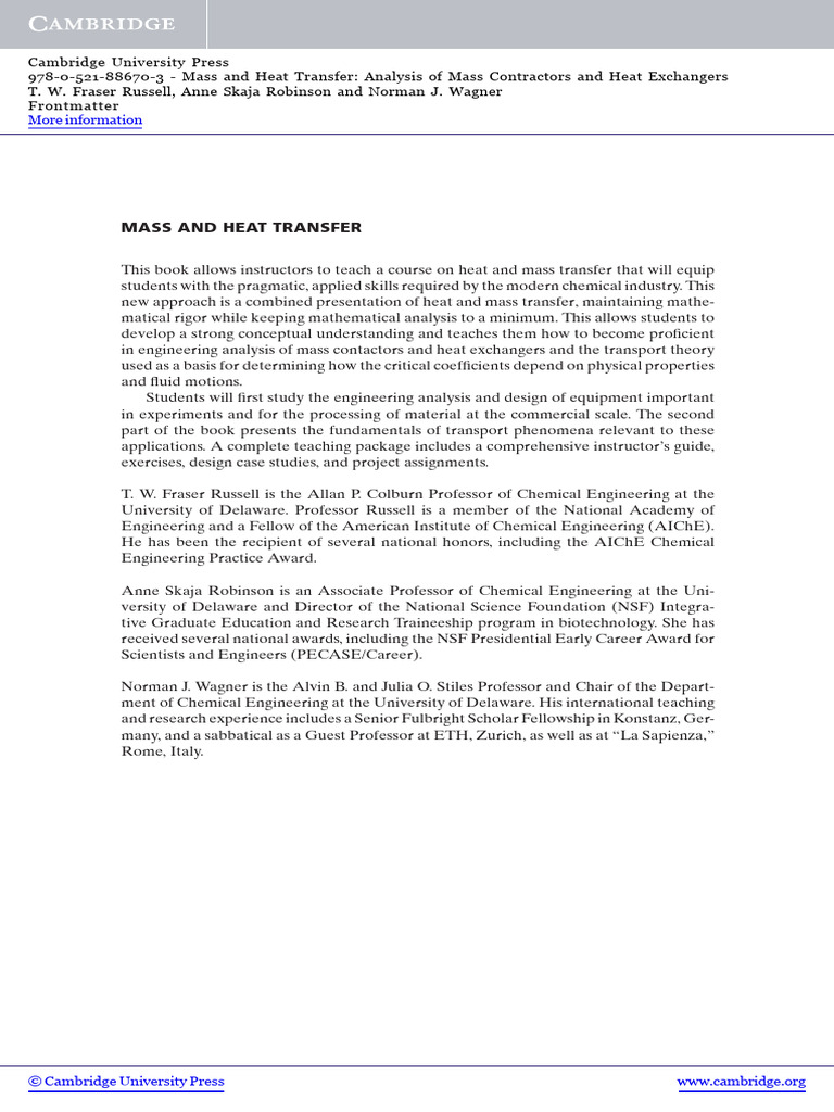 Frontmatter | PDF | Thermal Conduction | Diffusion