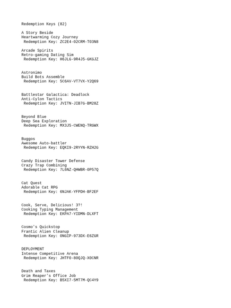 Redemption Keys | PDF