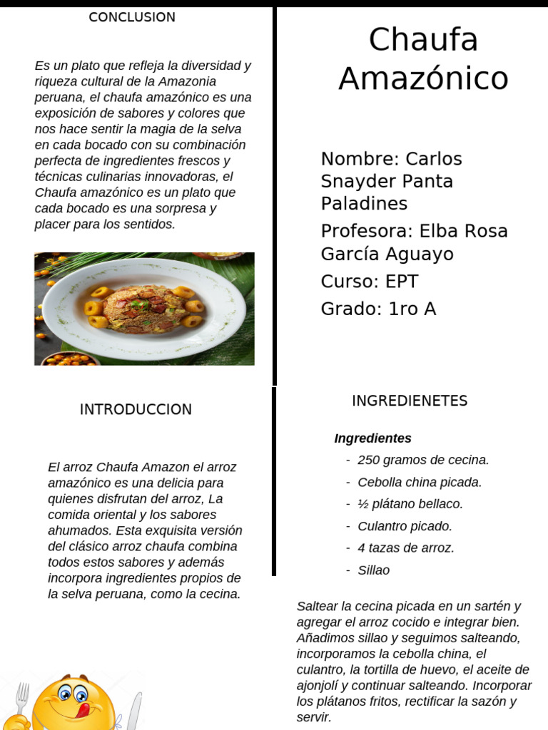 Chaufa Amazónico: Sabores de la Selva | PDF