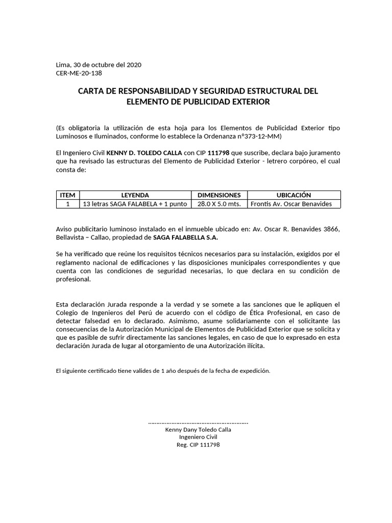 CER-ME-20-138 Saga Fal. Bellavista - Fachada Flotante | PDF