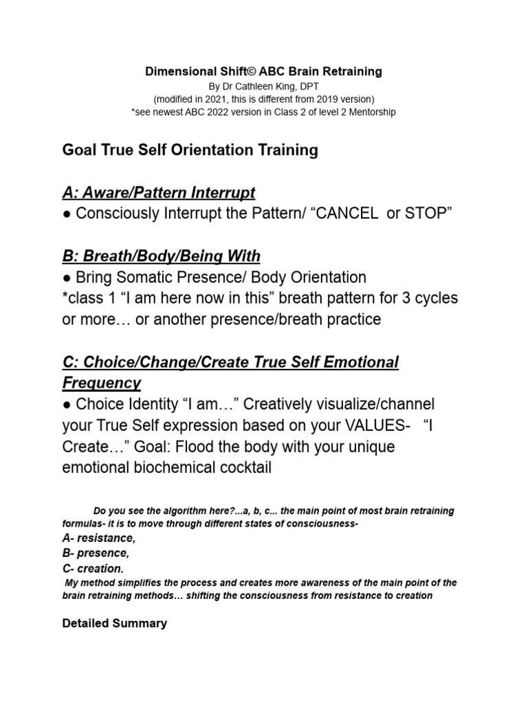 Dimensional Shift in Brain Retraining | PDF | Feeling | Self