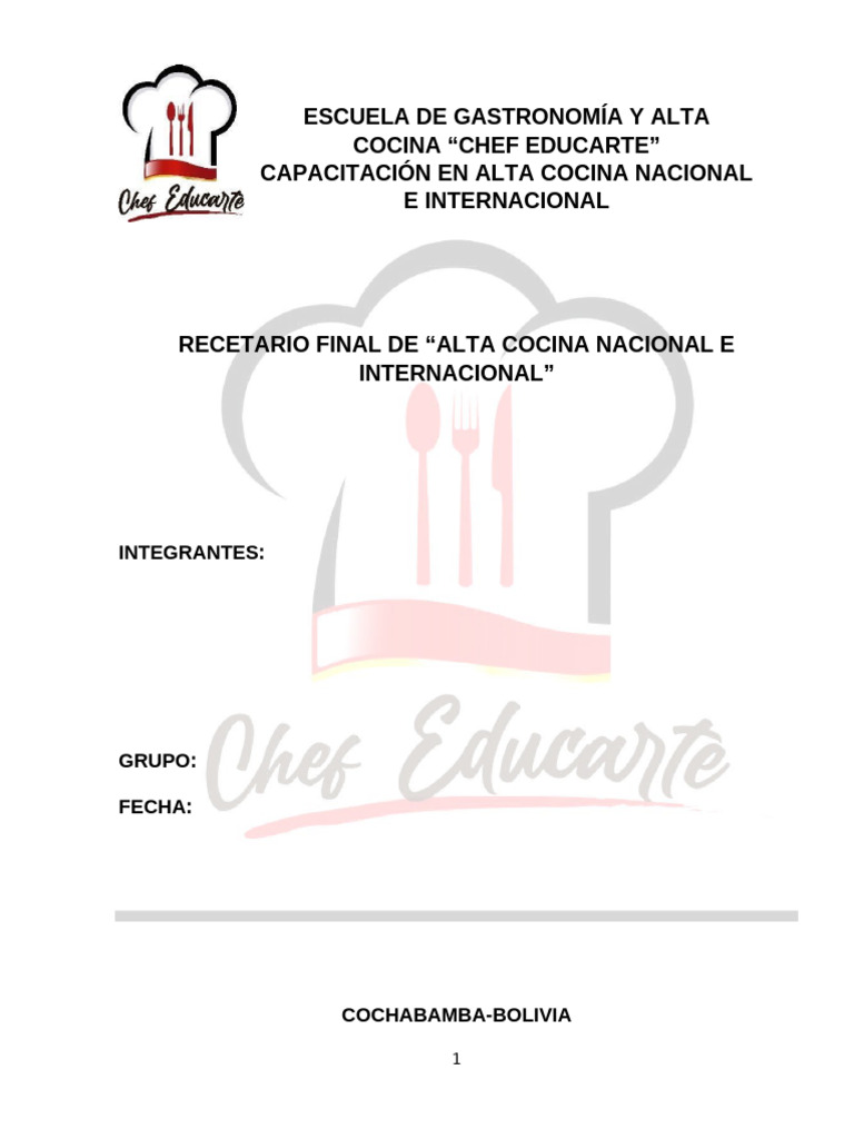 Formato para Empastado ARREGLADO 2022 Recetas Modulo 1 | PDF | ensalada ...