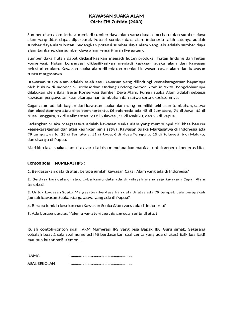 Kawasan Suaka Alam B Elfi | PDF