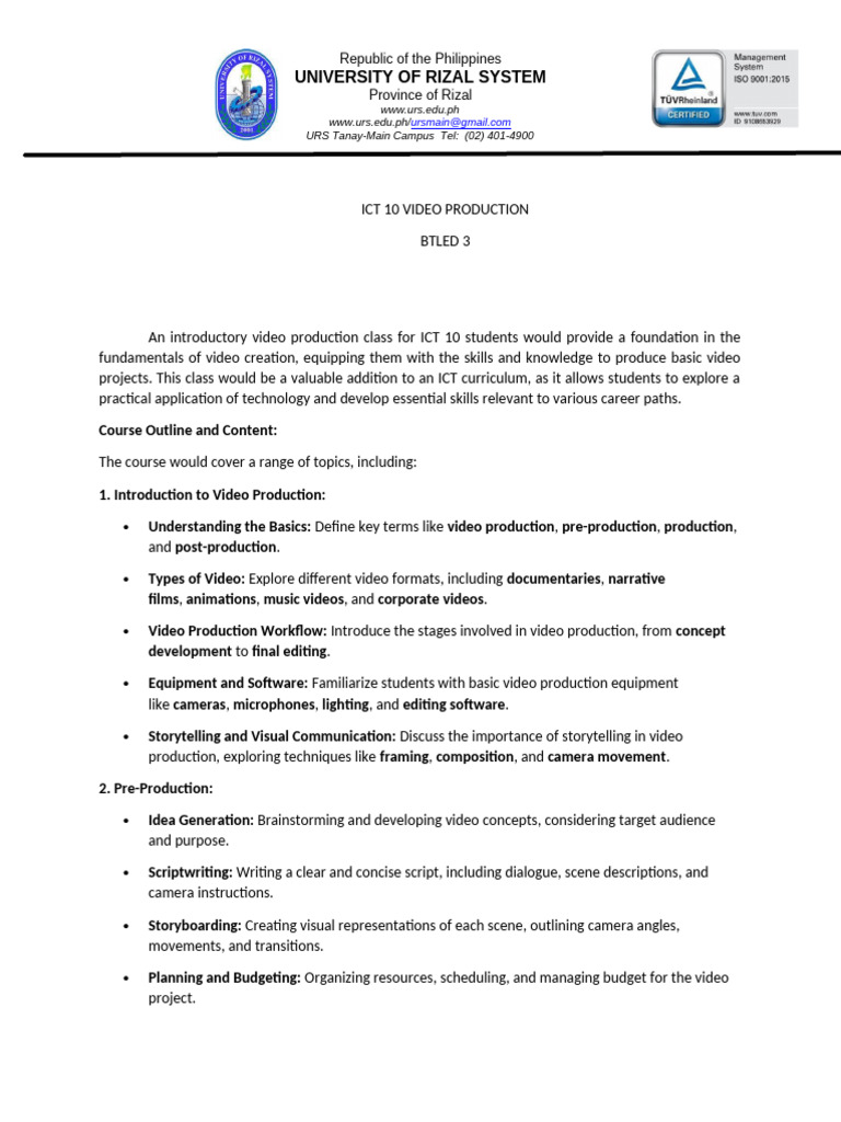 ICT 9 COURSE OUTLINE for 1st quiz | PDF | Educational Technology ...