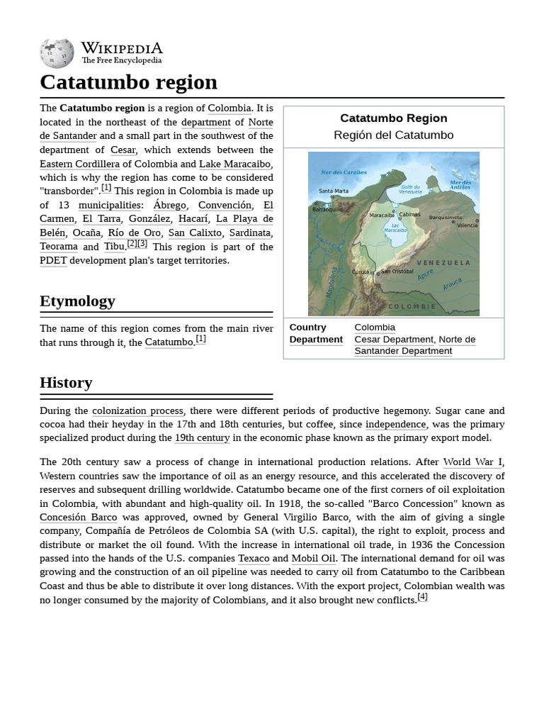 Catatumbo_region | PDF | Agriculture | Colombia