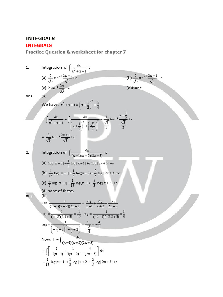 Integrals | PDF